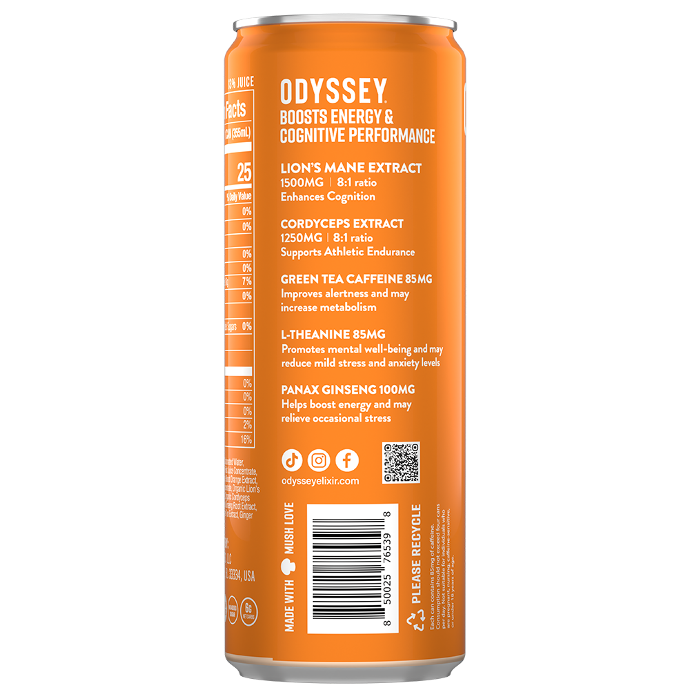 Orange Ginger Core Sparkling Energy Drink - 85mg Caffeine - 12 Pack ...